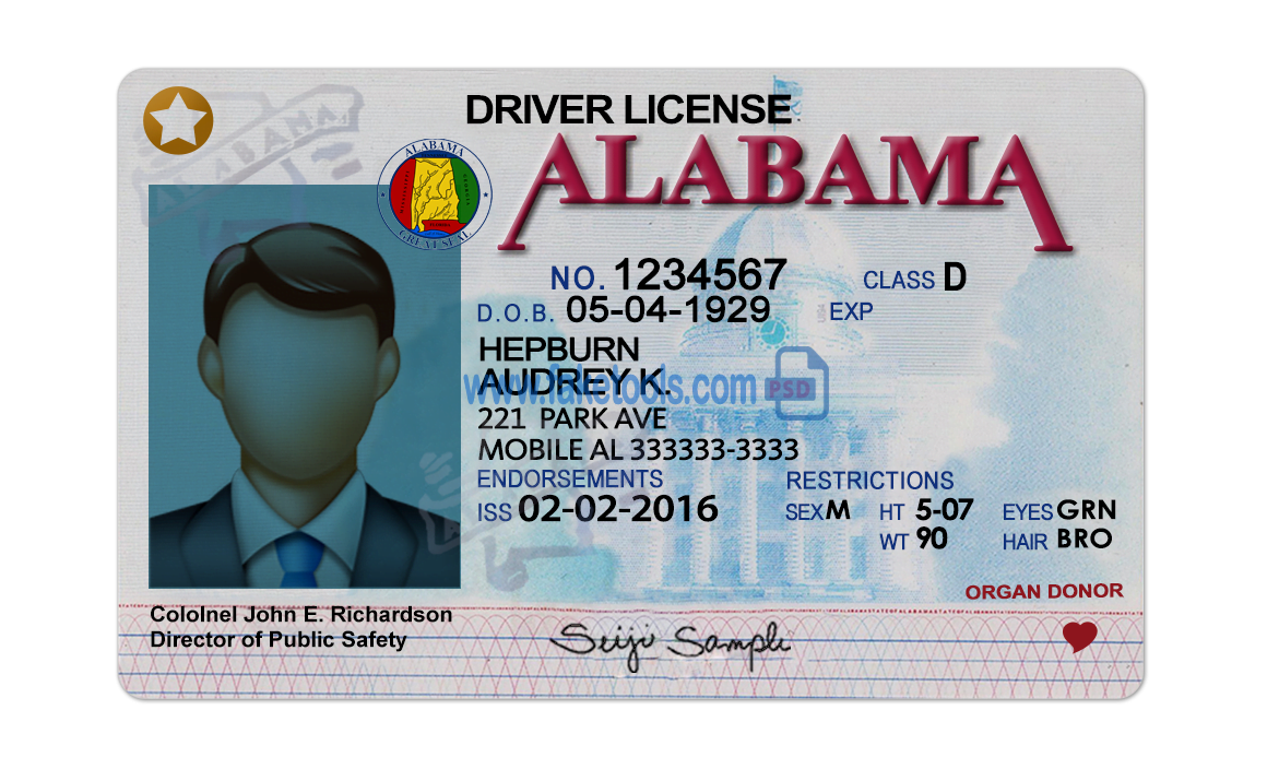 Printable Blank Alabama Drivers License Template Free Printable
